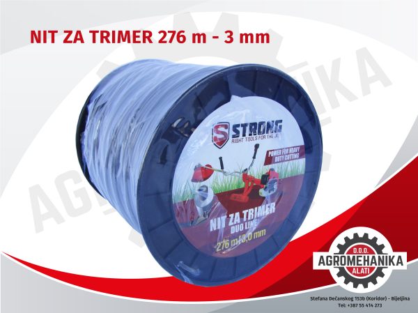 Konac za trimer duo sivi 3.0mm 276m | Agromehanika Alati